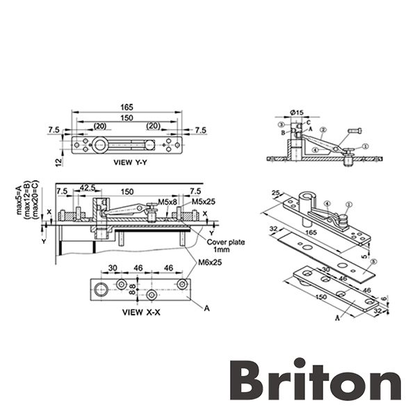 Floor Spring Hinge Briton M5000 Series